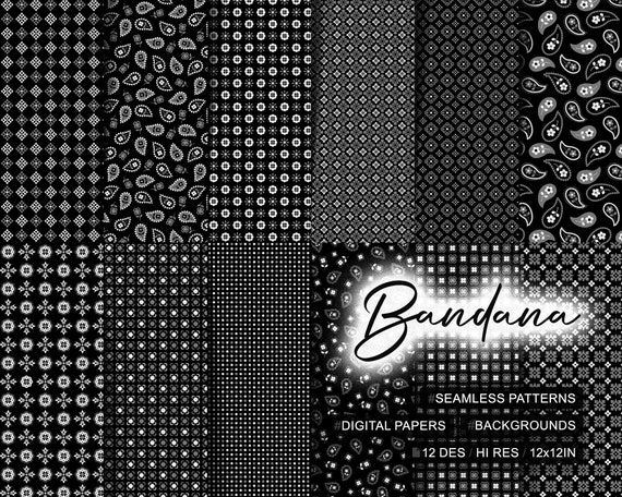 12 Seamless Black Bandana Patterns Geometric Polka Dot - Etsy