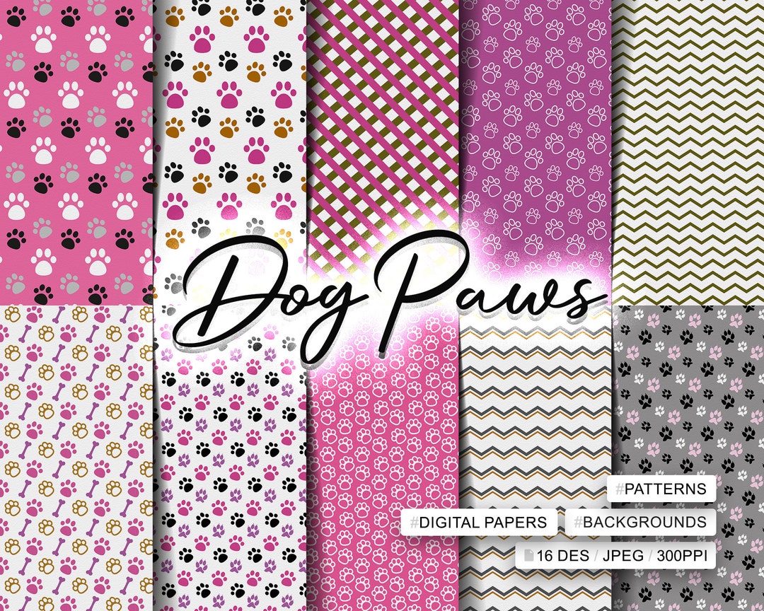 16 Pink Dog Paws Digital Papers Pink Dog Paws Patterns Dog - Etsy