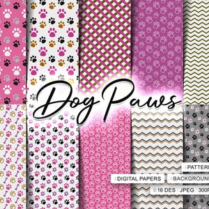 16 Pink Dog Paws Digital Papers Pink Dog Paws Patterns Dog - Etsy