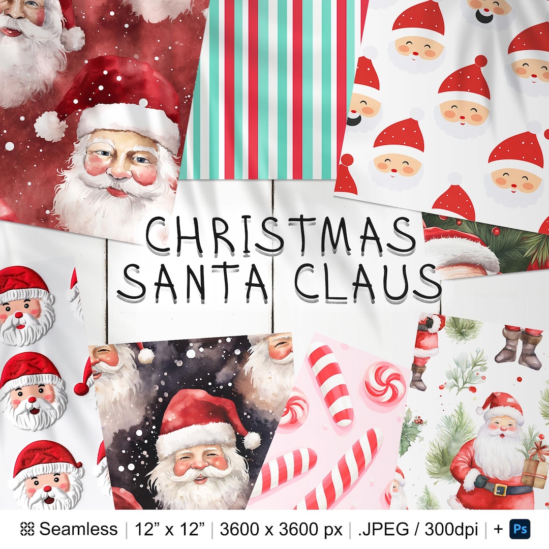 102 Santa Claus Seamless Pattern Background | Digital Seamless Pattern ...