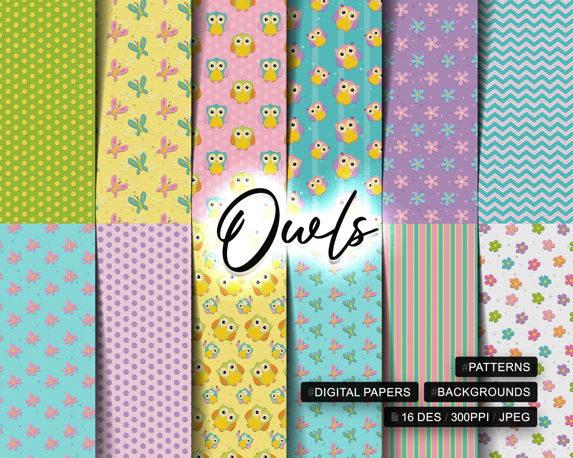 16 Owl Digital Paper Owl Patterns Owl Wallpaper Owl - Etsy