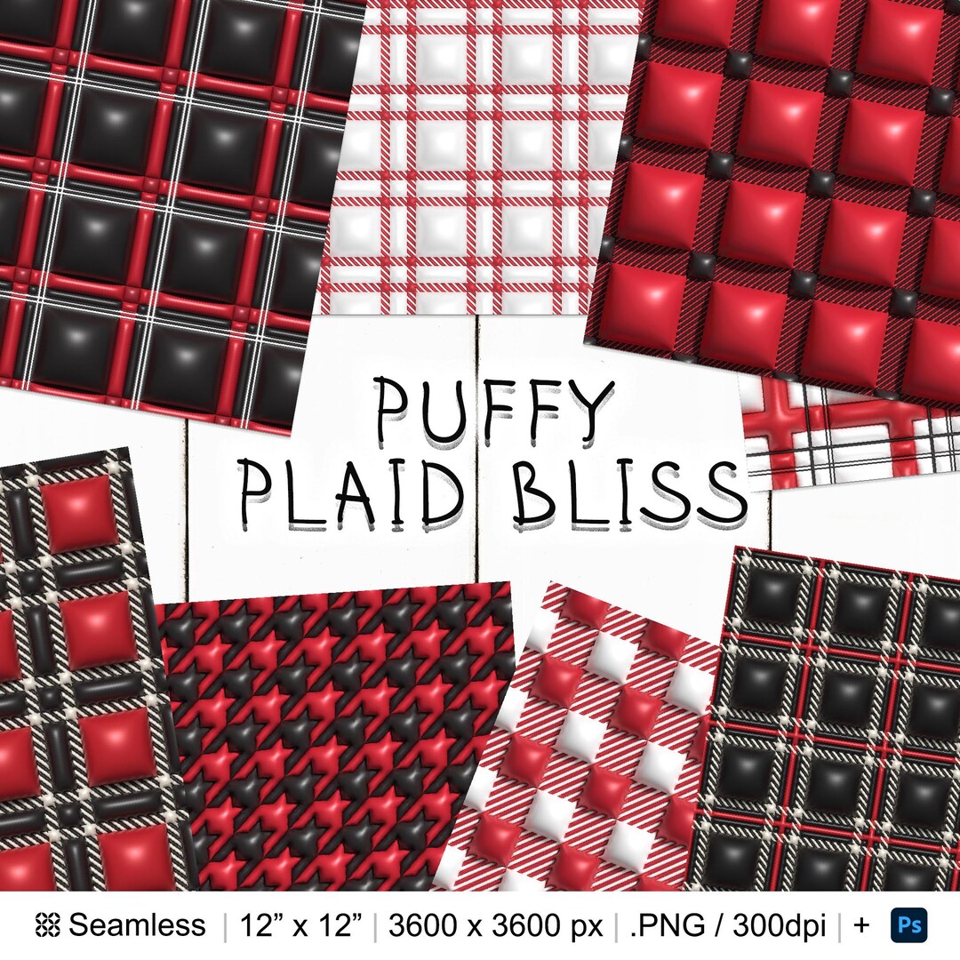 10 3D Puffy Plaid Bliss Seamless Pattern Background | Plaid Digital ...