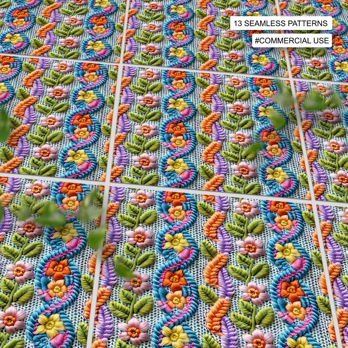 10 Embroidered Floral Seamless Pattern | Digital Seamless Pattern ...