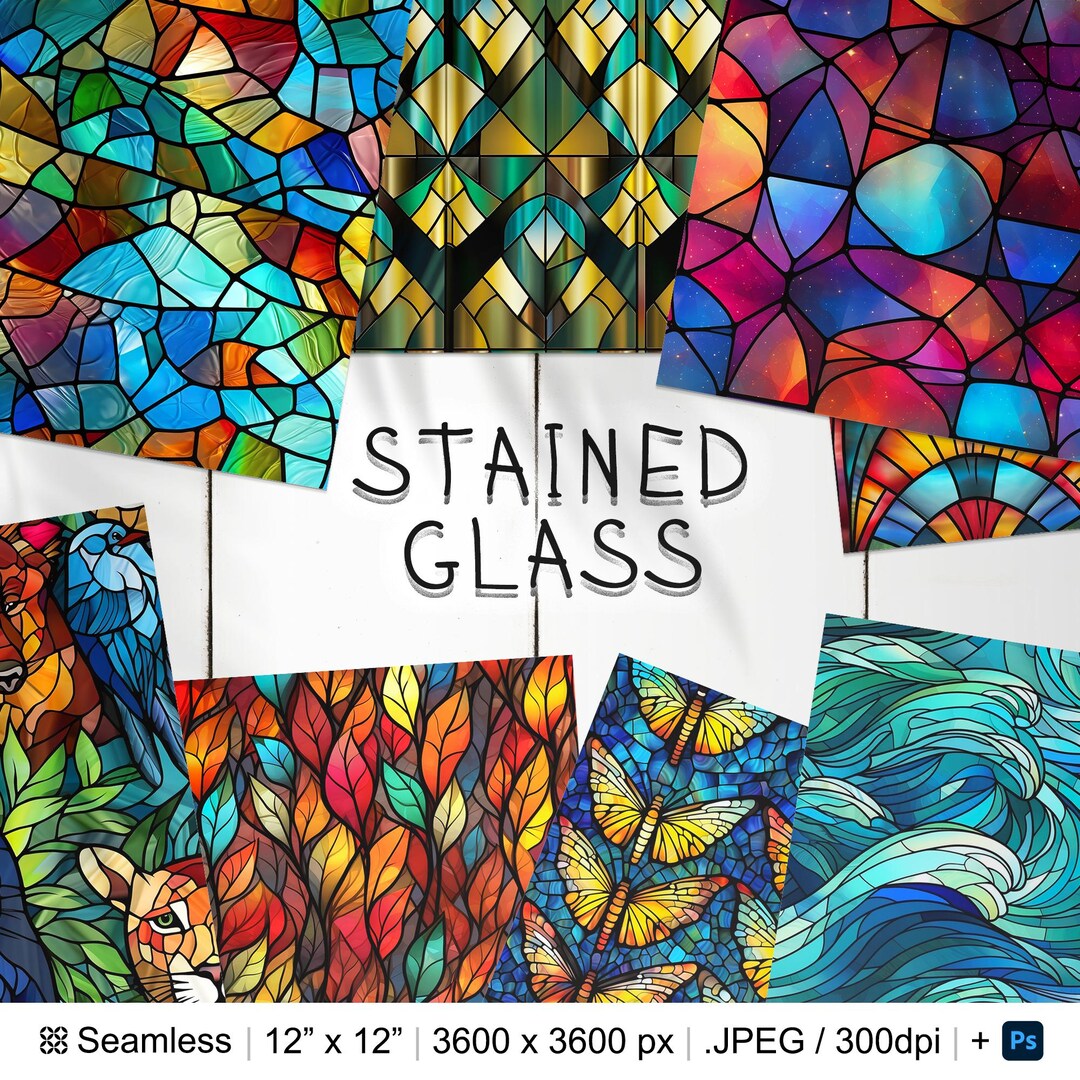 152 Stained Glass Seamless Pattern | Digital Seamless Pattern Geometric ...