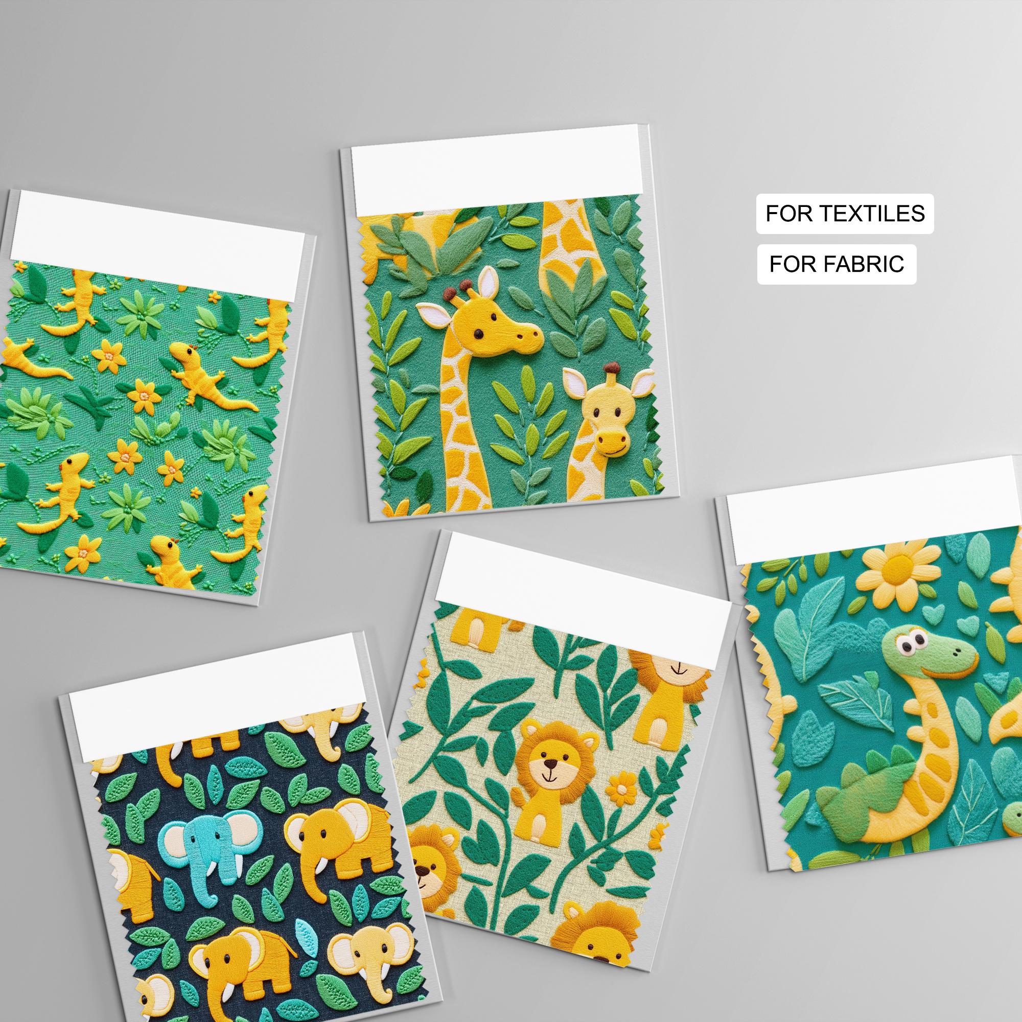 25 Safari Animals Embroidery Seamless Pattern Background | Embroidered ...