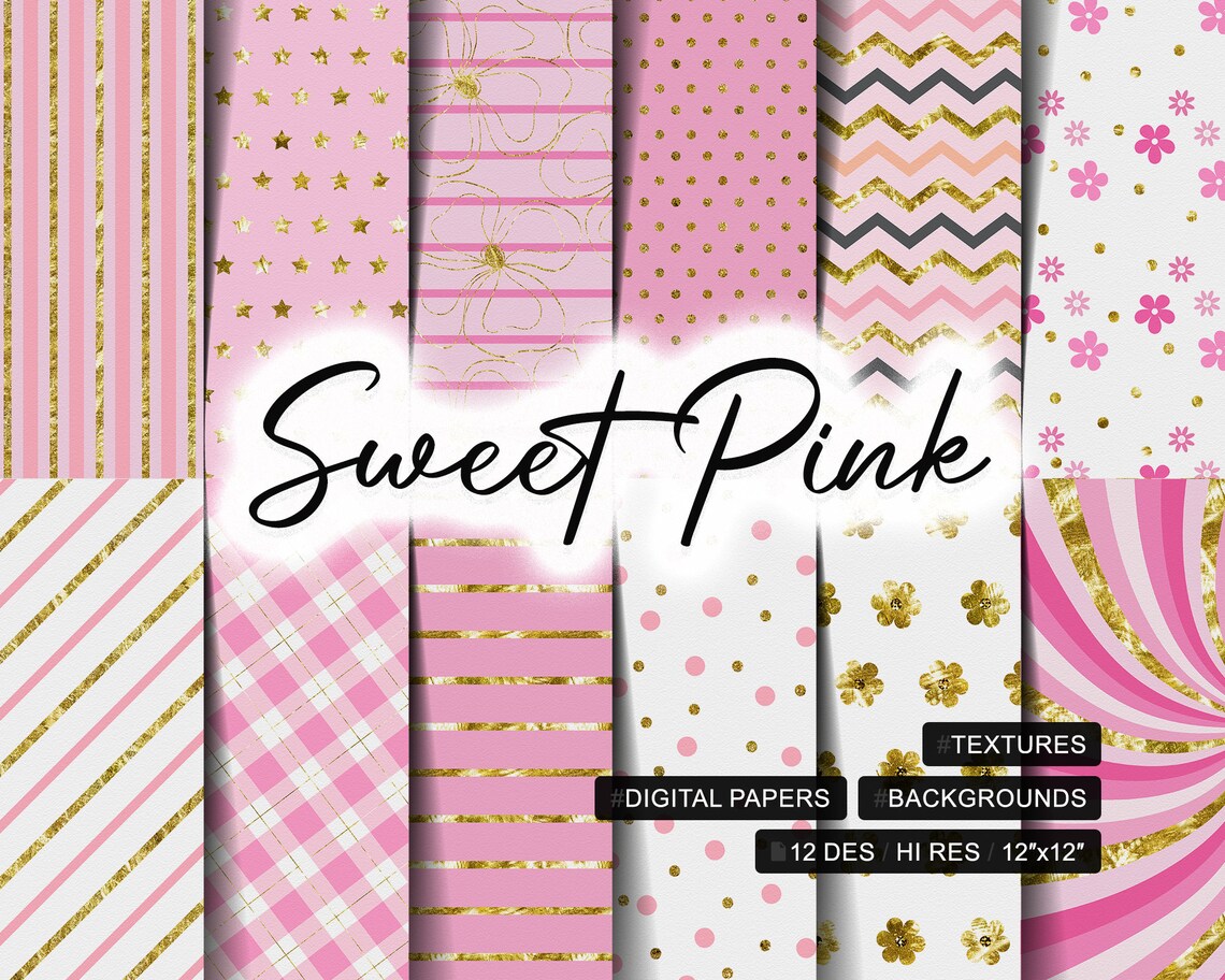 12 Sweet Spring Glitter Background Pink Digital Paper - Etsy