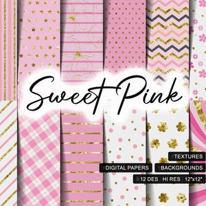 12 Sweet Spring Glitter Background Pink Digital Paper - Etsy