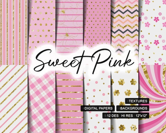 12 Sweet Spring Glitter Background Pink Digital Paper - Etsy
