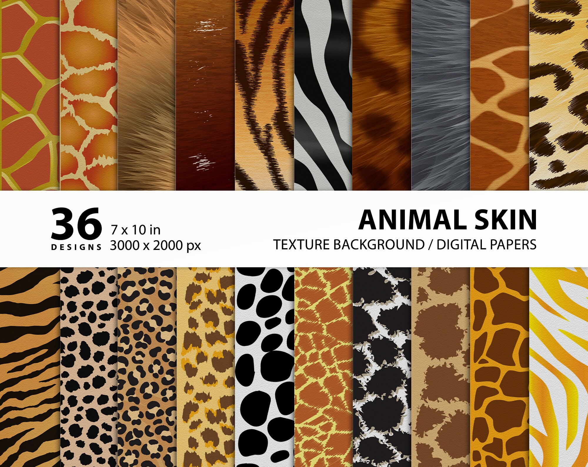 36 Animal Skin Texture Digital Paper Bundle Decorative Hand - Etsy