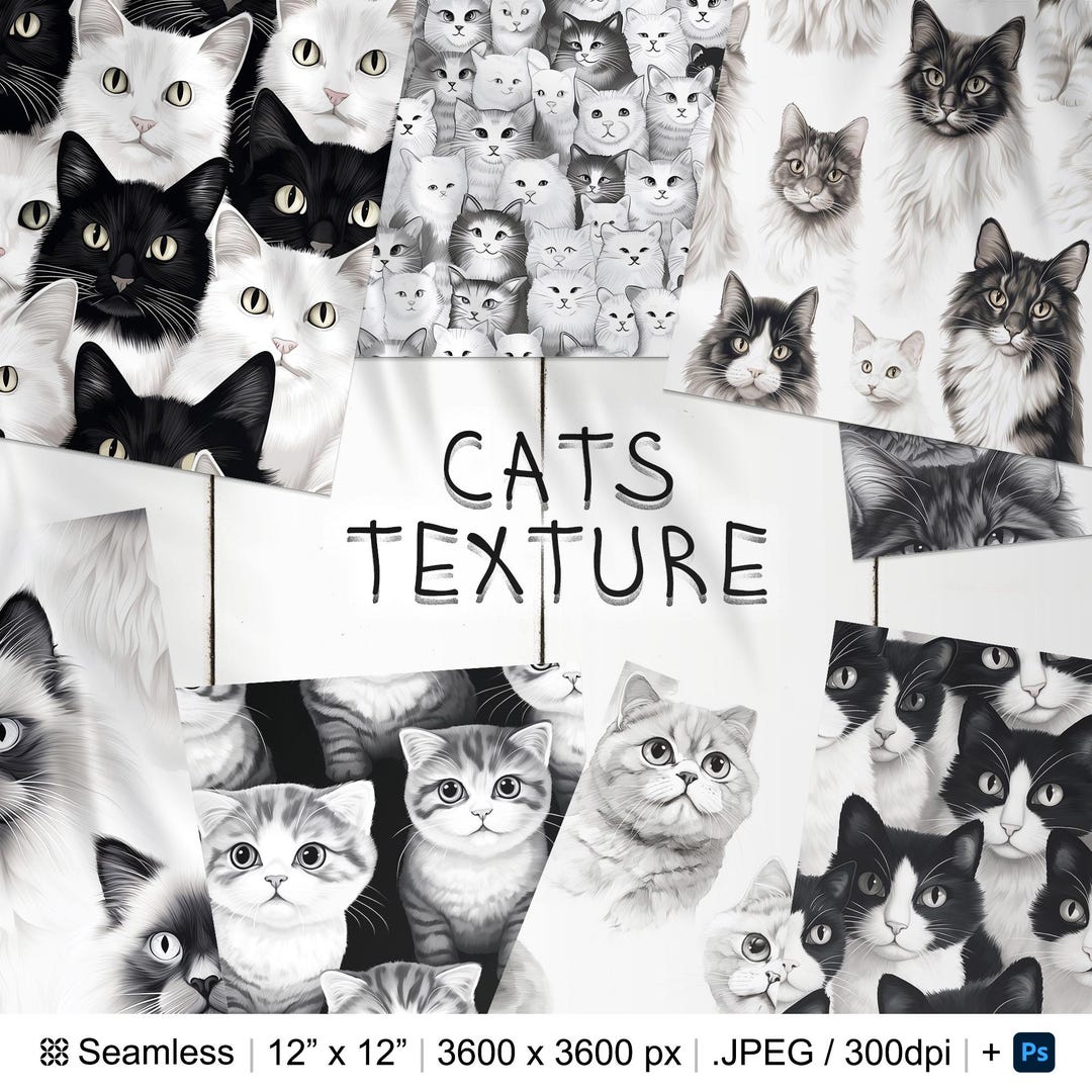 120 Cats Seamless Pattern Background | Digital Seamless Pattern Animals ...