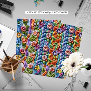 10 Embroidered Floral Seamless Pattern | Digital Seamless Pattern ...