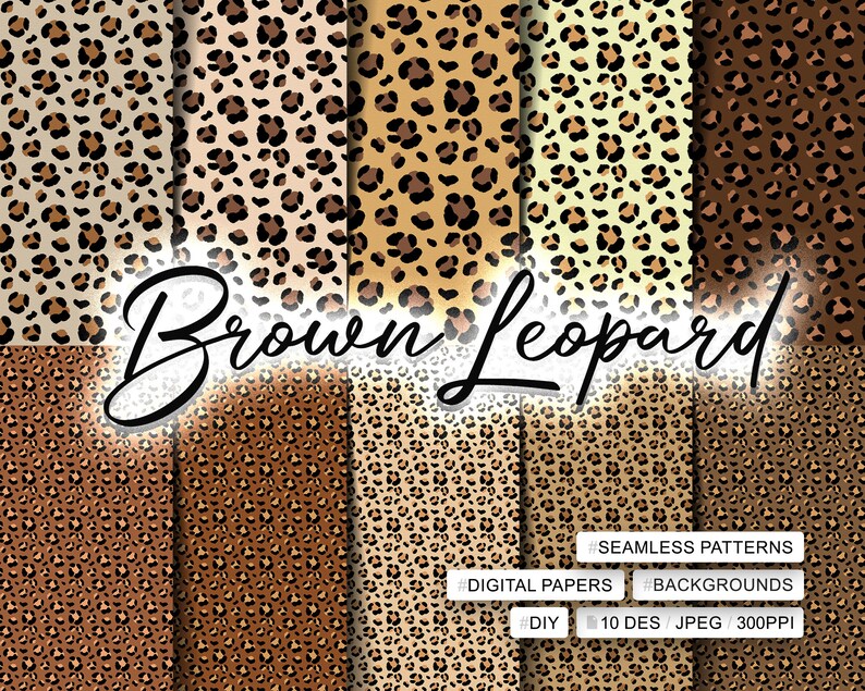 10 Brown Leopard Print Patterns Animal Print Leopard - Etsy