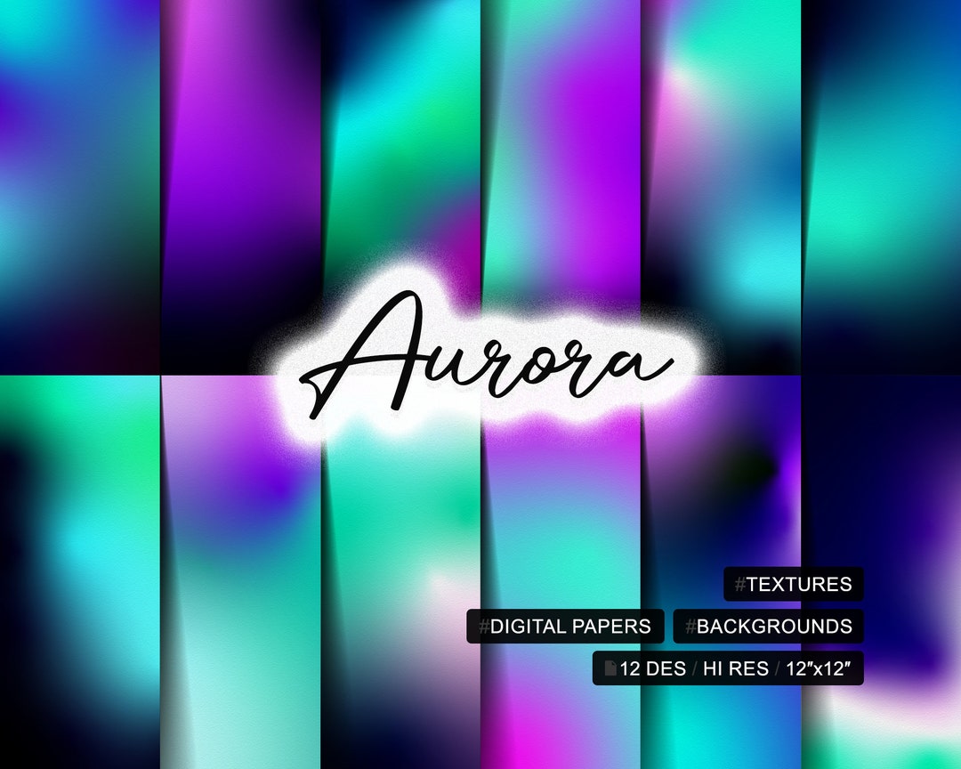 12 Aurora Background Digital Papers Rainbow Colorful Sky - Etsy