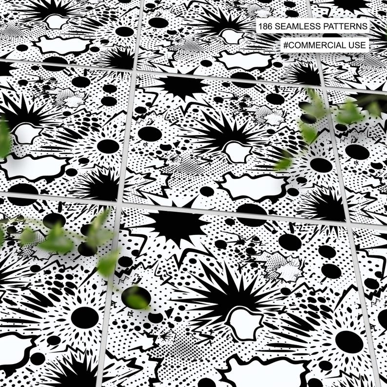 186 Comic Book Seamless Pattern | Digital Seamless Pattern Pop Art ...