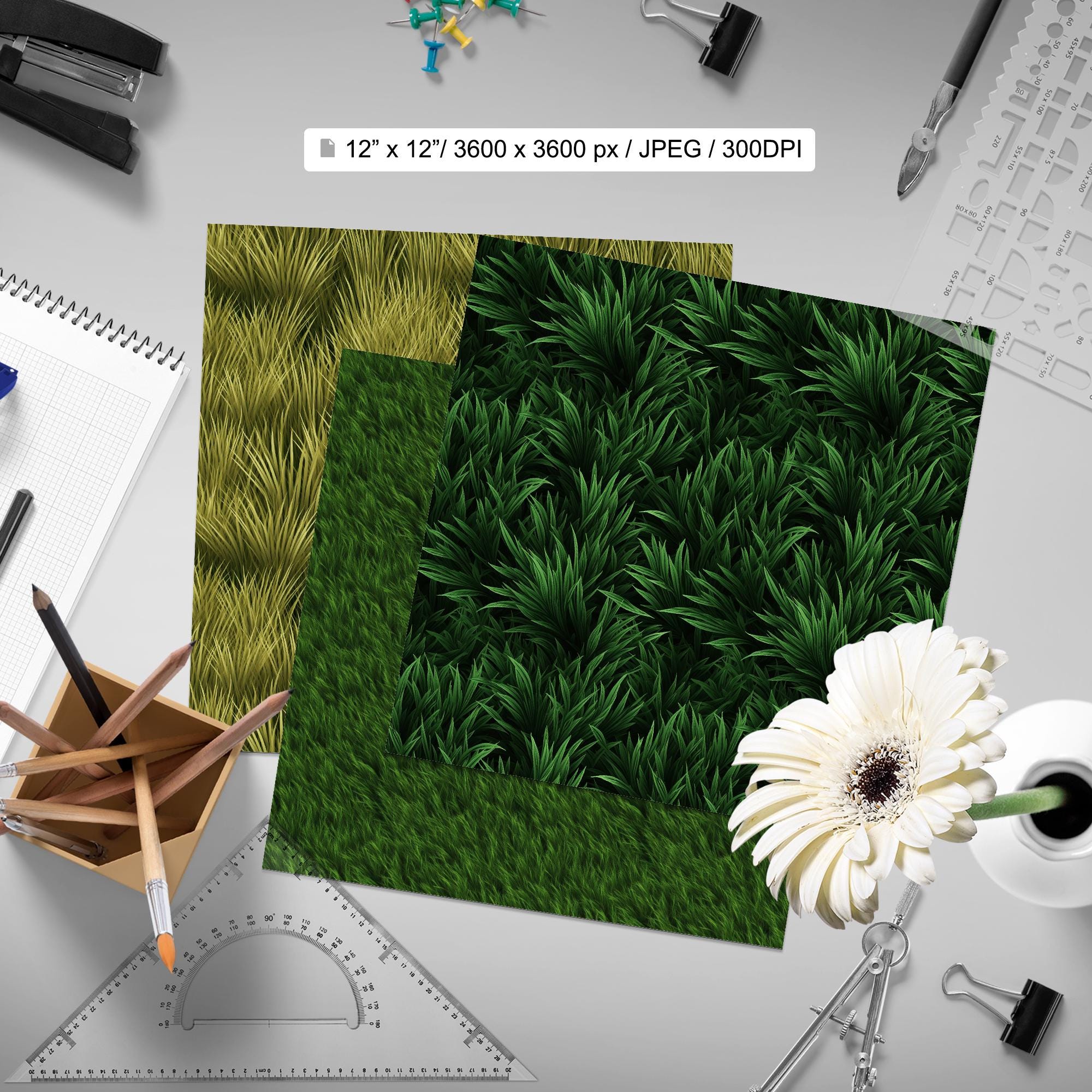 109 Grass Seamless Pattern | Digital Seamless Pattern Wild Meadow | 3d ...