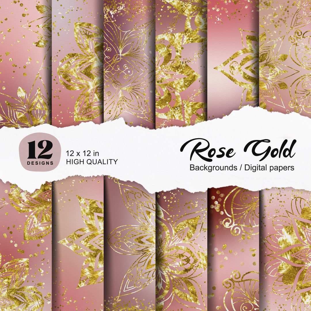 12 Rose Gold Mandala Glitter Background Rose Gold Mandala - Etsy