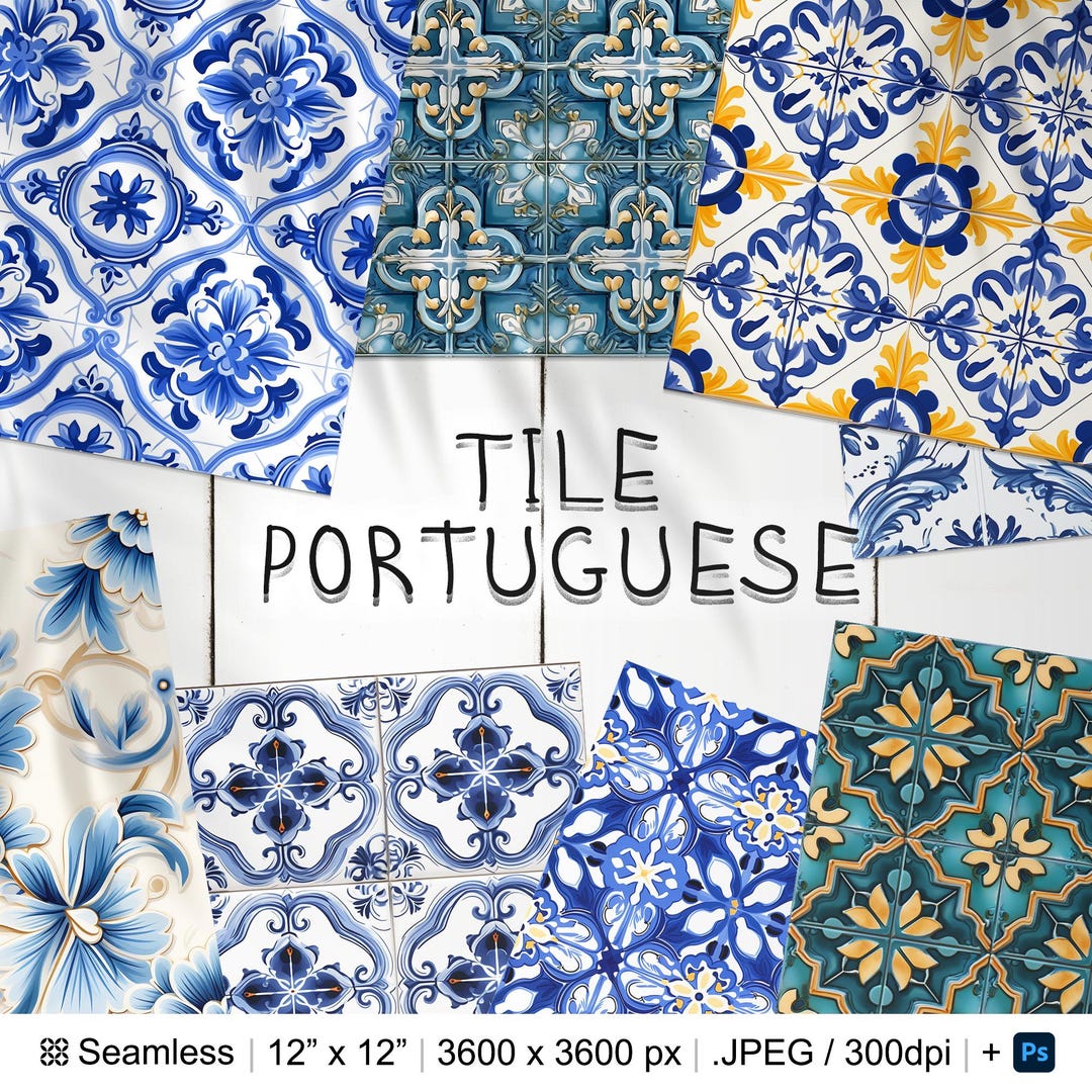 103 Portuguese Tile Seamless Pattern | Digital Seamless Pattern Azulejo ...