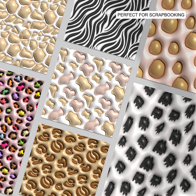 10 Puffy Animal Print Seamless Pattern Background | 3D Inflated Digital ...