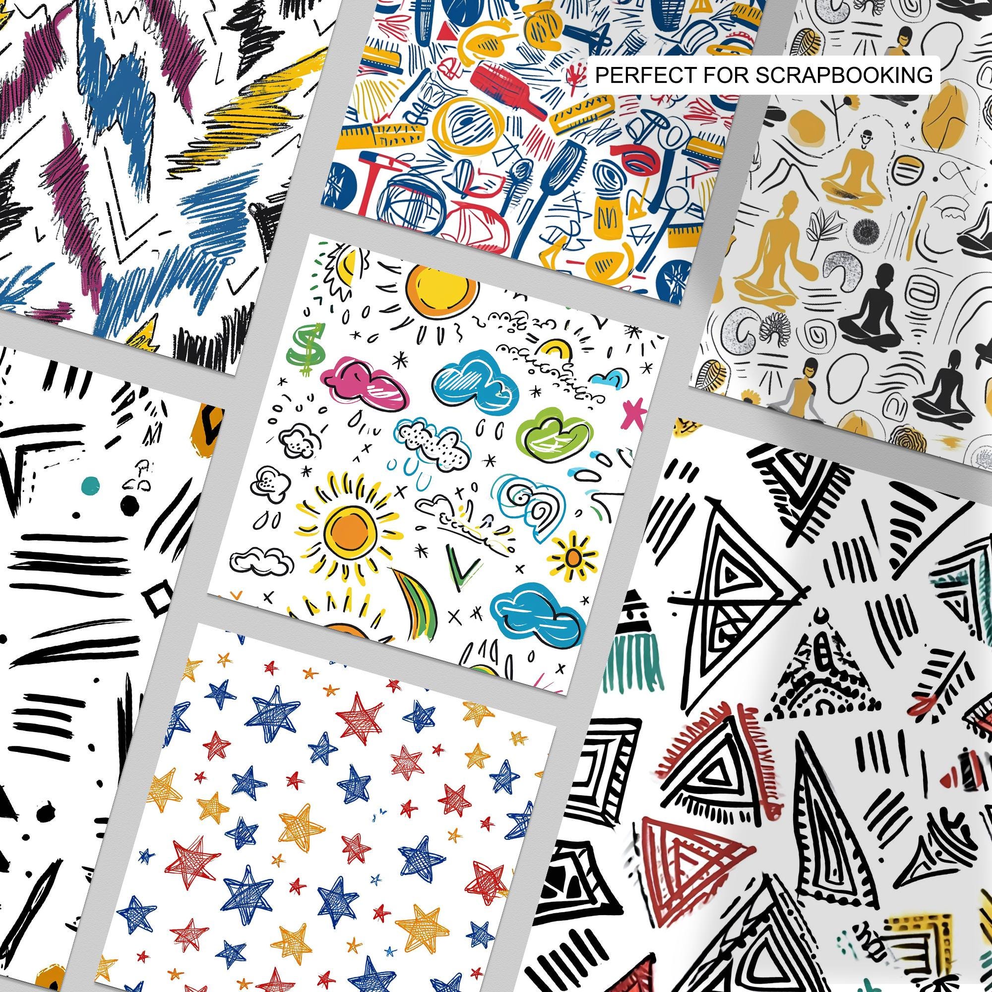 122 Scribbles Seamless Pattern Background | Digital Seamless Pattern ...