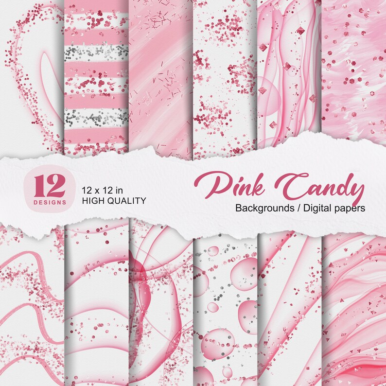 12 Pink Candy Glitter Background Wallpaper Digital Paper - Etsy