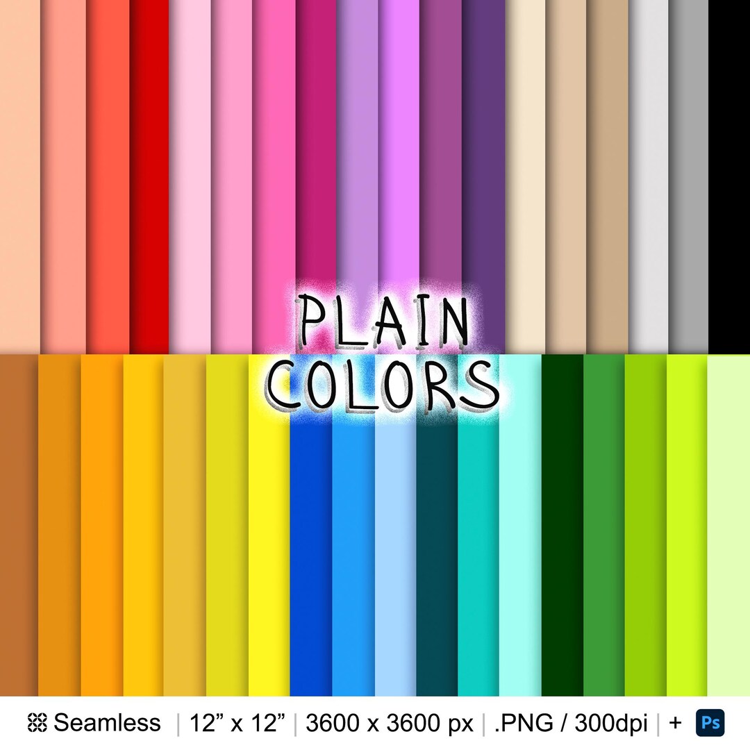 200 Plain Colors Seamless Patterns | Solid Colorful Digital Paper ...