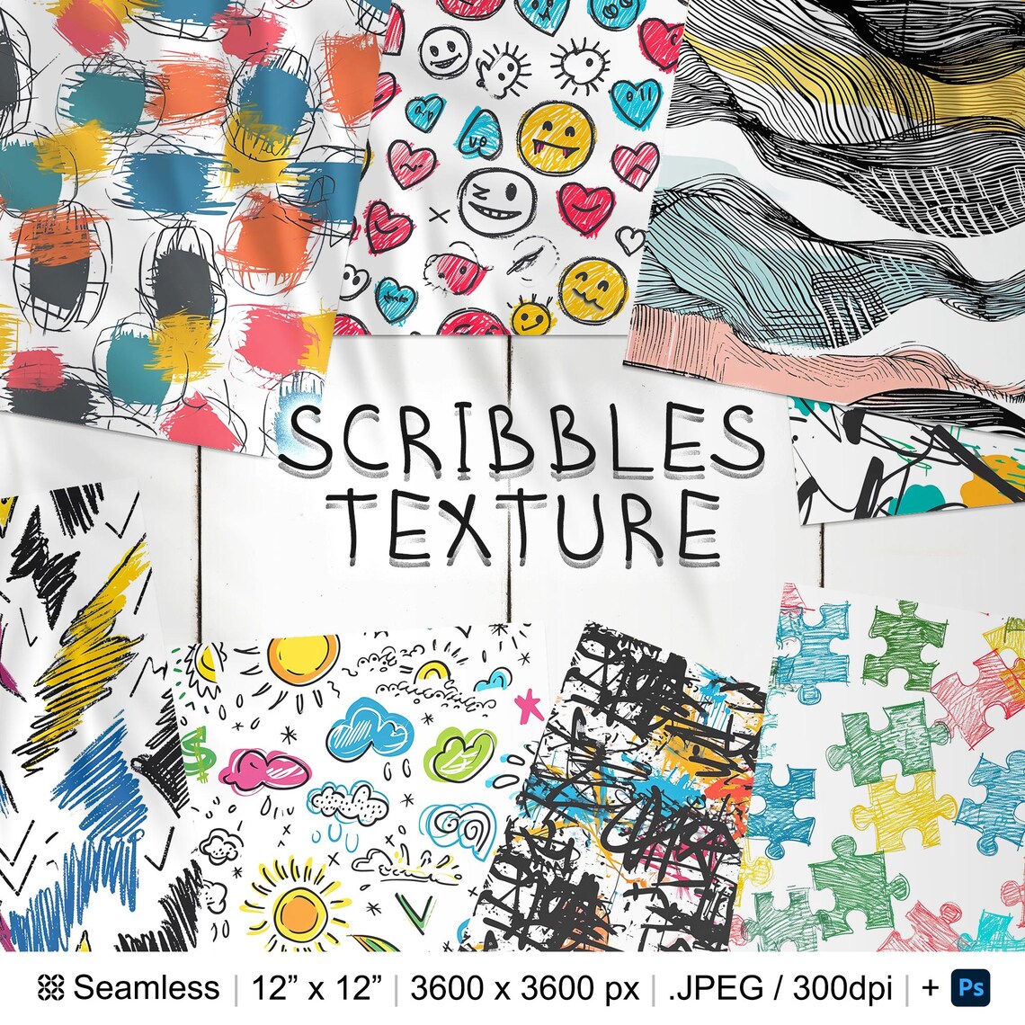 122 Scribbles Seamless Pattern Background | Digital Seamless Pattern ...