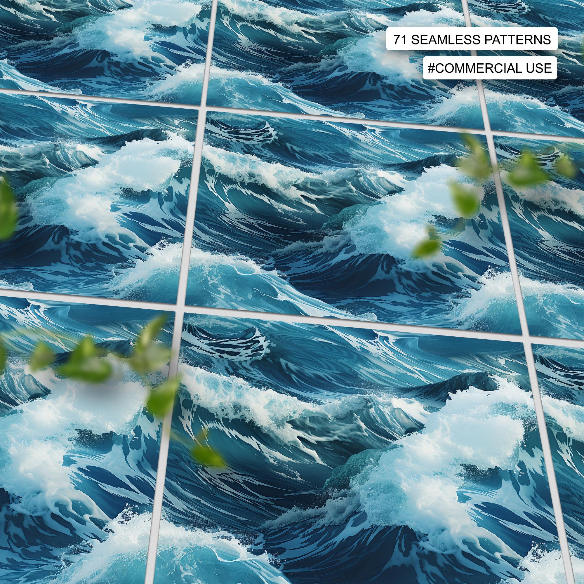 71 Waves Seamless Pattern | Digital Seamless Pattern Ocean Waves | 3d ...