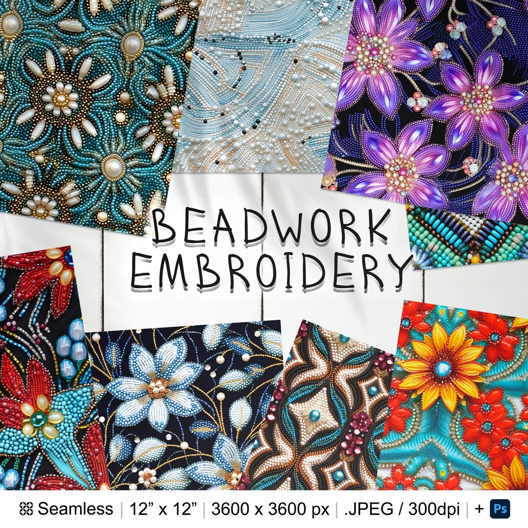 134 Beadwork Seamless Pattern | Digital Seamless Pattern Beaded ...