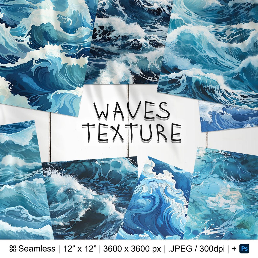 71 Waves Seamless Pattern | Digital Seamless Pattern Ocean Waves | 3d ...