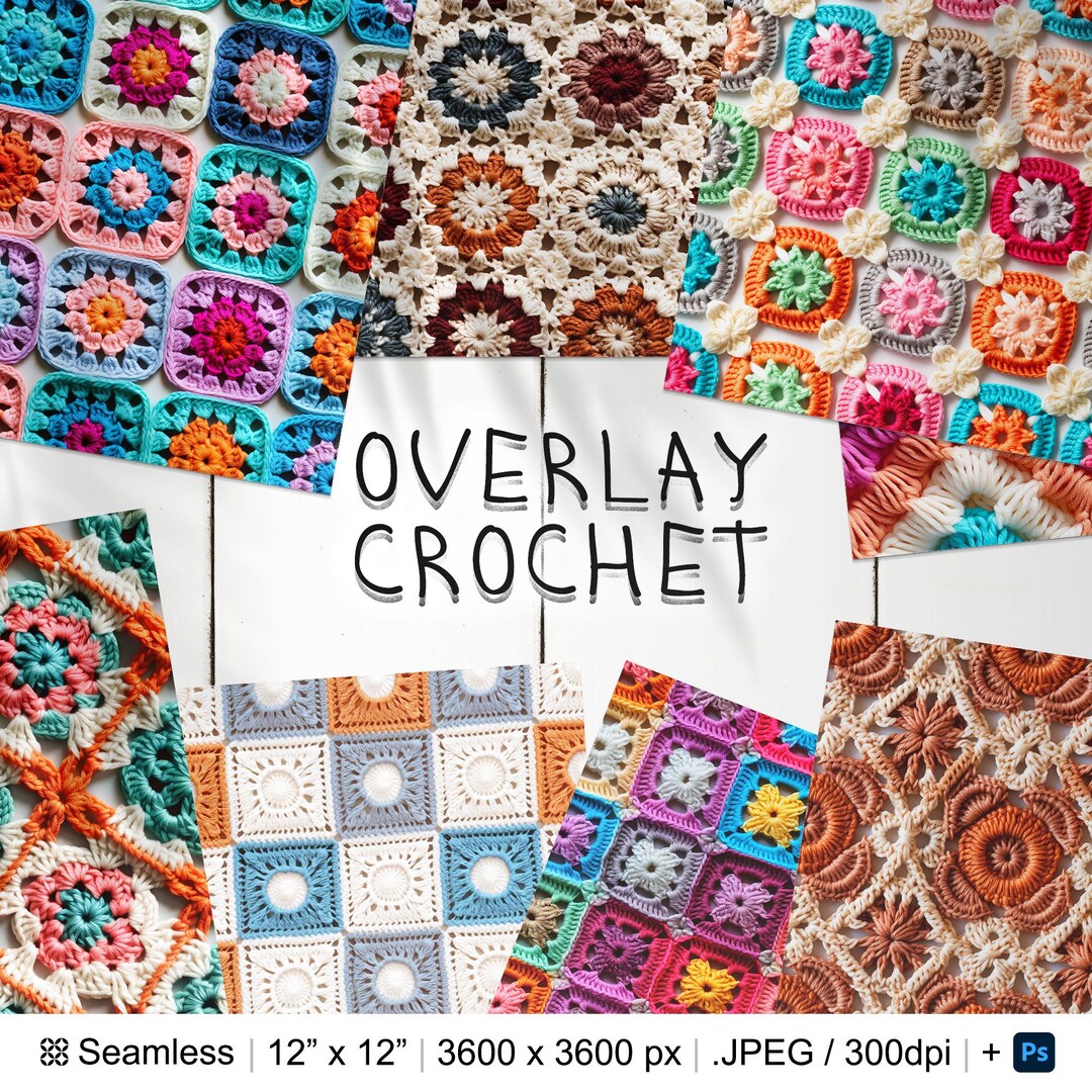81 Overlay Crochet Seamless Pattern | Digital Seamless Pattern Overlay ...