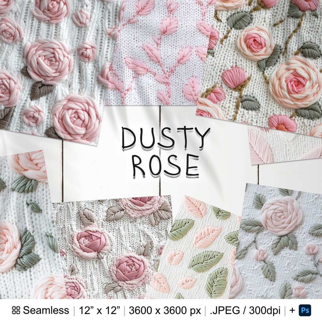 20 Dusty Rose Seamless Pattern | Roses Embroidery Digital Seamless ...