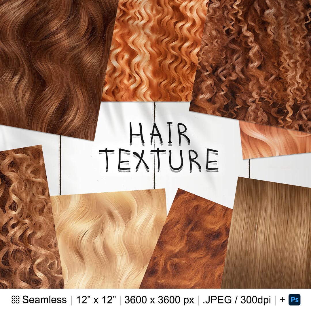 149 Hair Seamless Pattern | Digital Seamless Pattern Wavy Hair | 3d ...