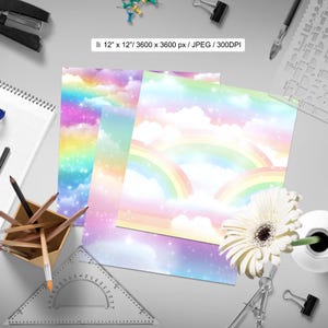 20 Rainbow Watercolor Seamless Pattern | Dreamy Rainbows Digital ...