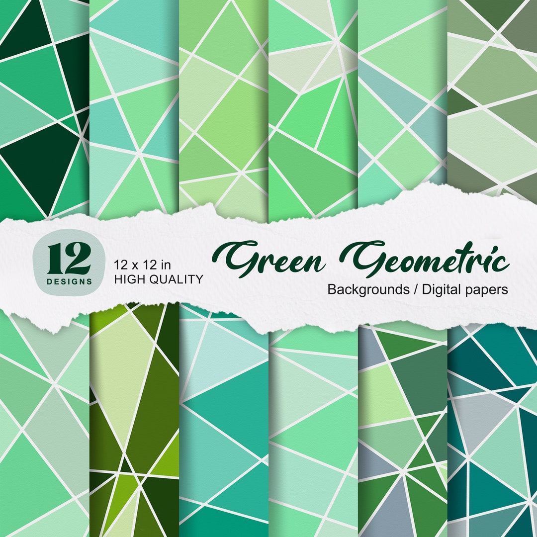 12 Green Geometric Background Digital Paper Spring Summer - Etsy