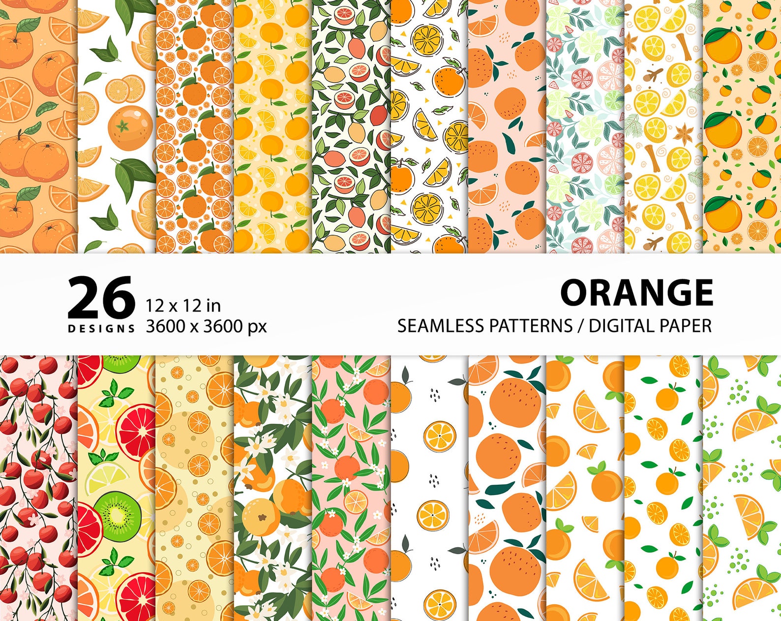 25 Orange Seamless Pattern Orange Pattern Orange Digital - Etsy