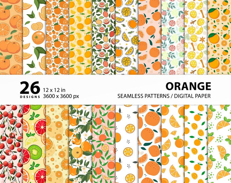 25 Orange Seamless Pattern Orange Pattern Orange Digital - Etsy