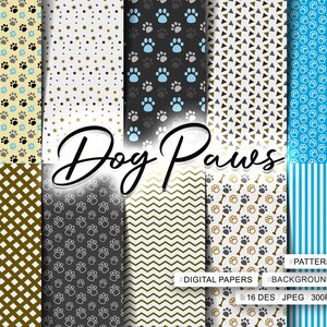 16 Blue Dog Paws Digital Papers Blue Dog Paws Pattern Blue - Etsy