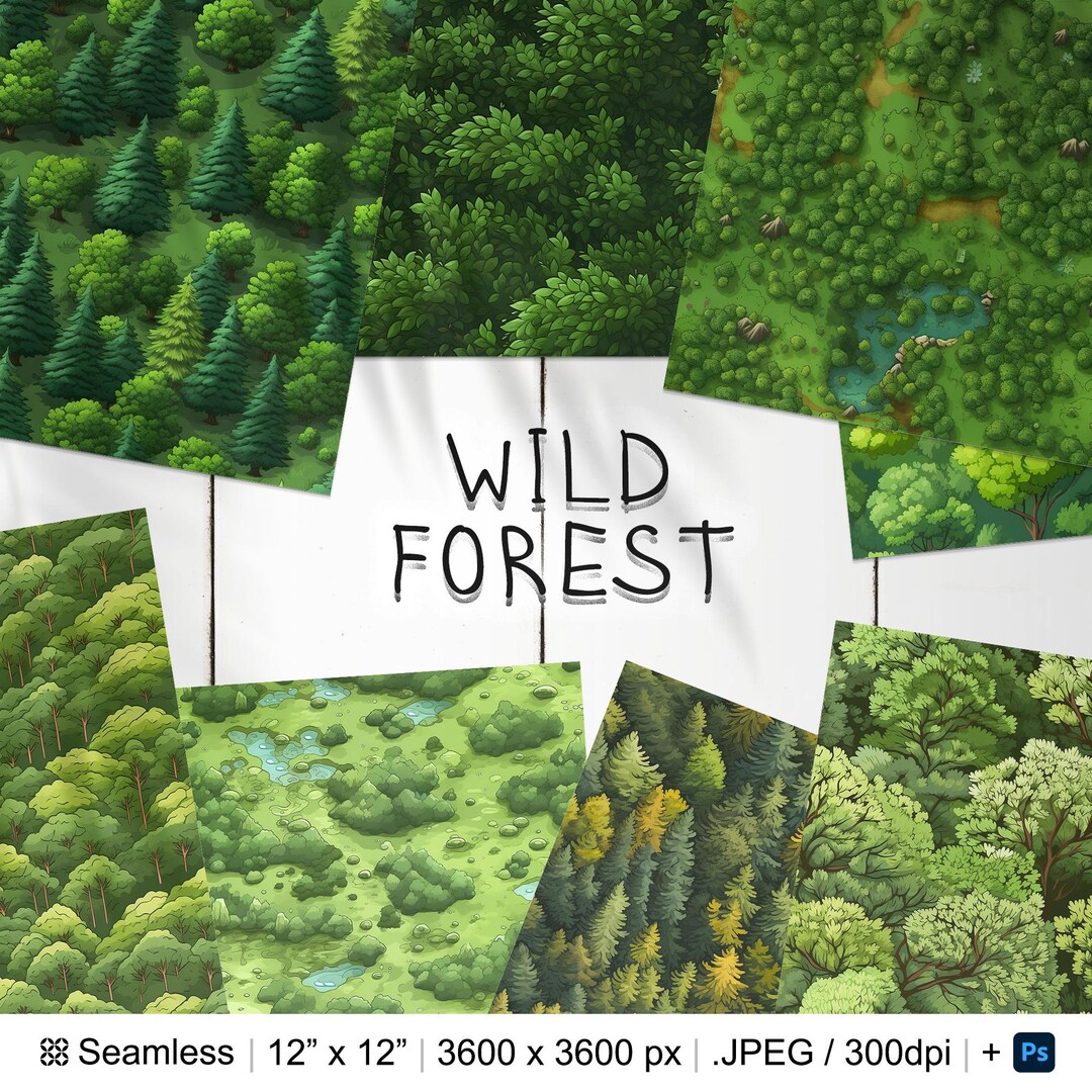 117 Forest Seamless Pattern | Digital Seamless Pattern Treetops | 3d ...