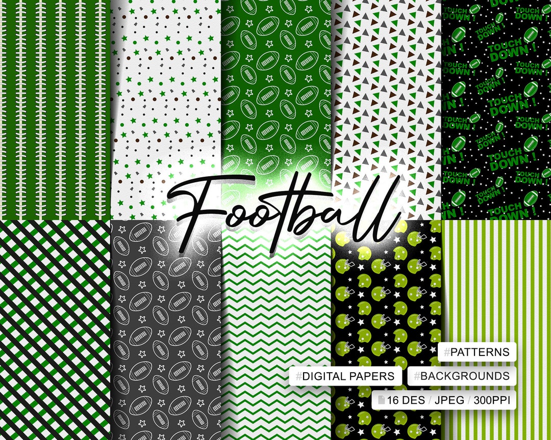 16 Green Football Digital Papers, Green Football Patterns, Green ...