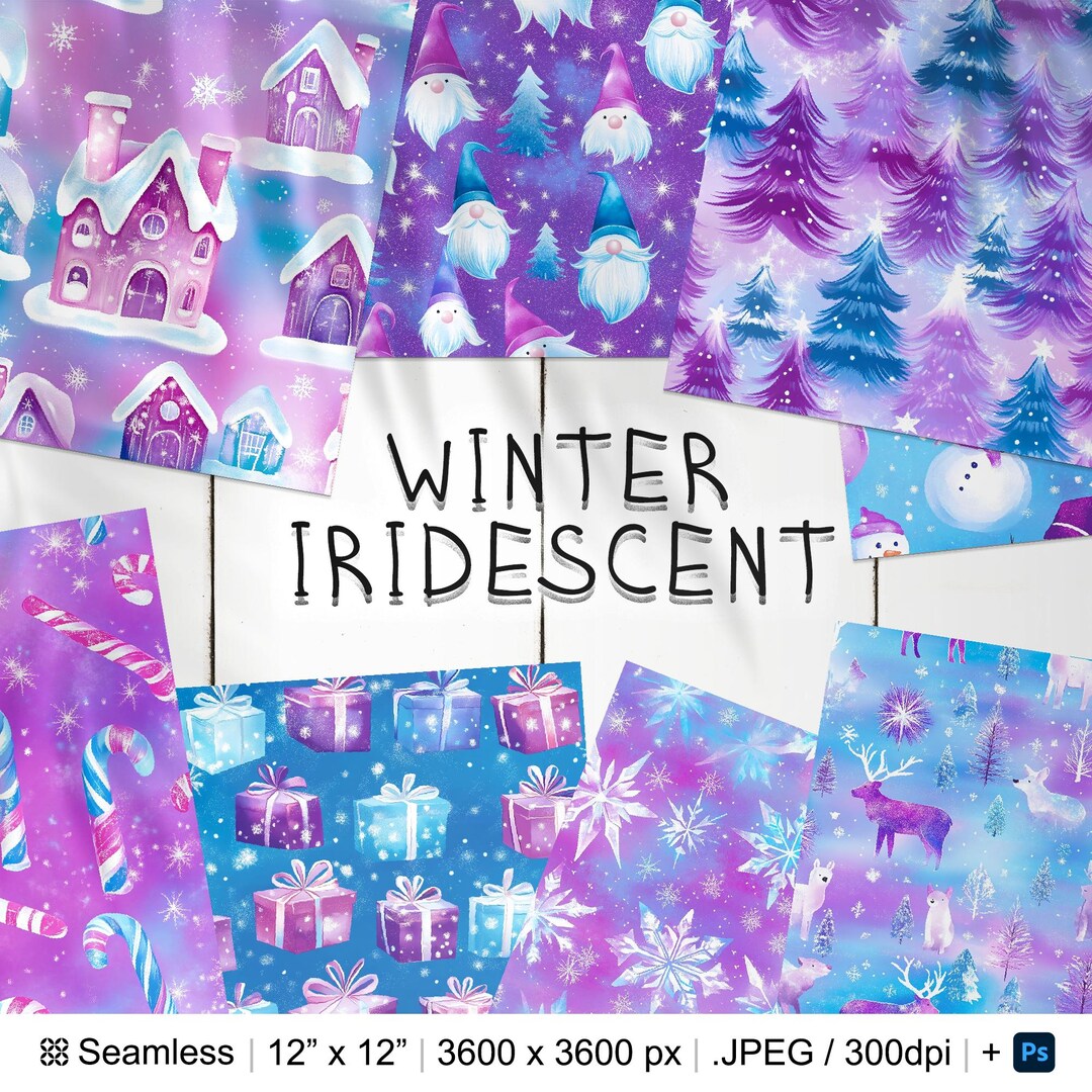 25 Iridescent Winter Seamless Pattern Background | Christmas Iridescent ...