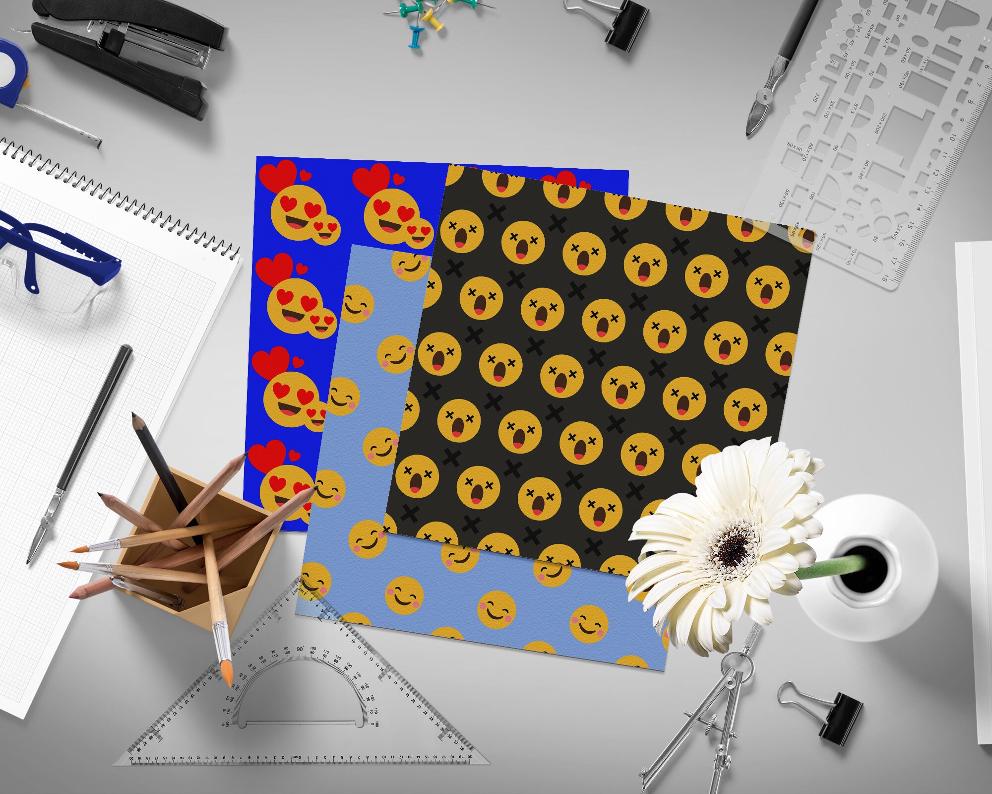 10 Emoticons Seamless Patterns Emoji Seamless Pattern - Etsy