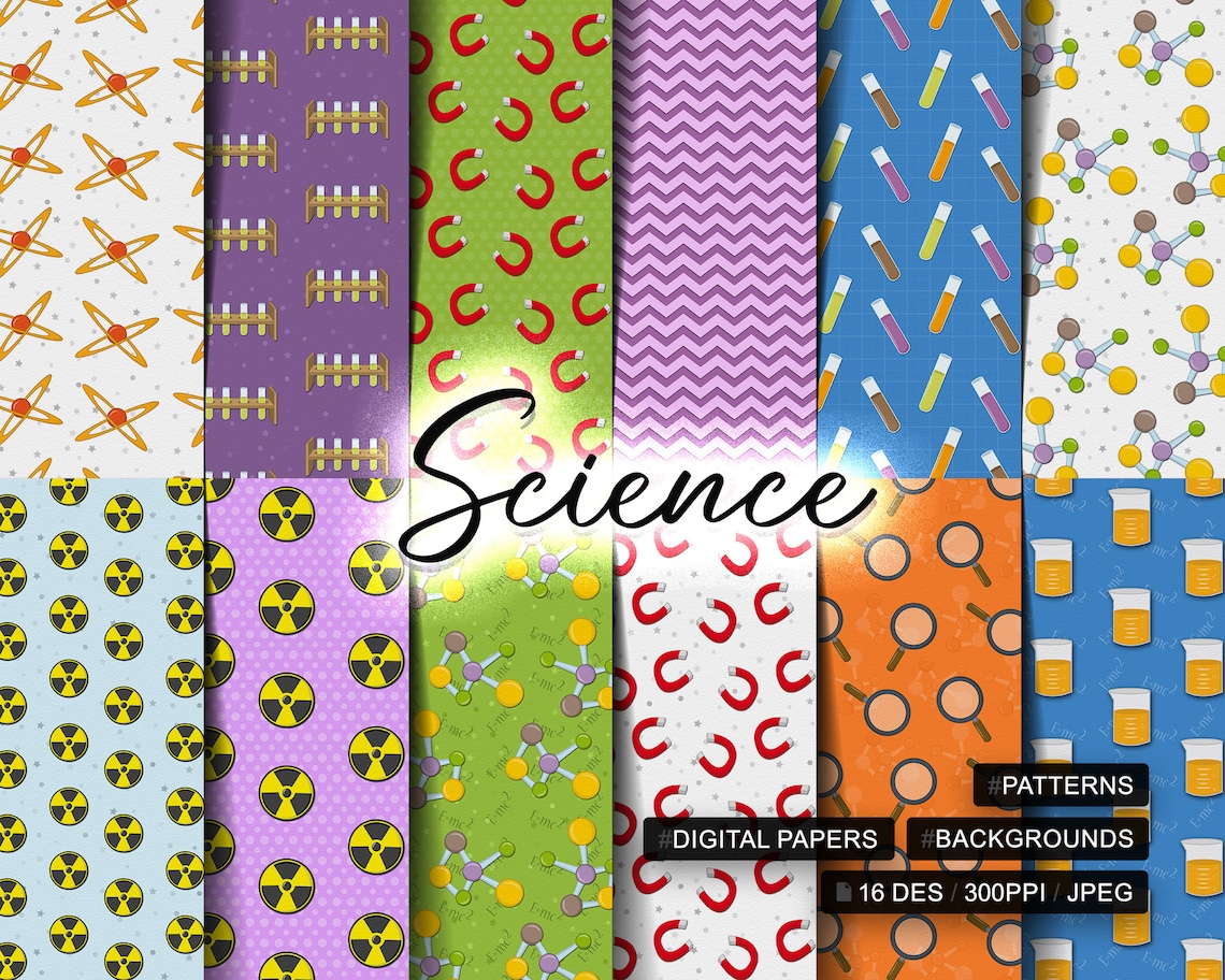 16 Science Digital Papers Science Patterns Science - Etsy