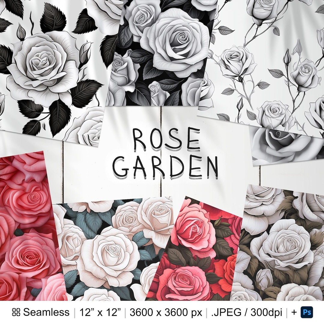 112 Rose Garden Seamless Pattern Background | Floral Digital Seamless ...