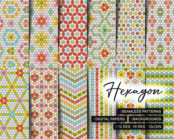 12 Hexagon Tile Seamless Patterns Printable Fabric Textile - Etsy Australia