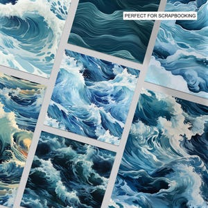 71 Waves Seamless Pattern | Digital Seamless Pattern Ocean Waves | 3d ...