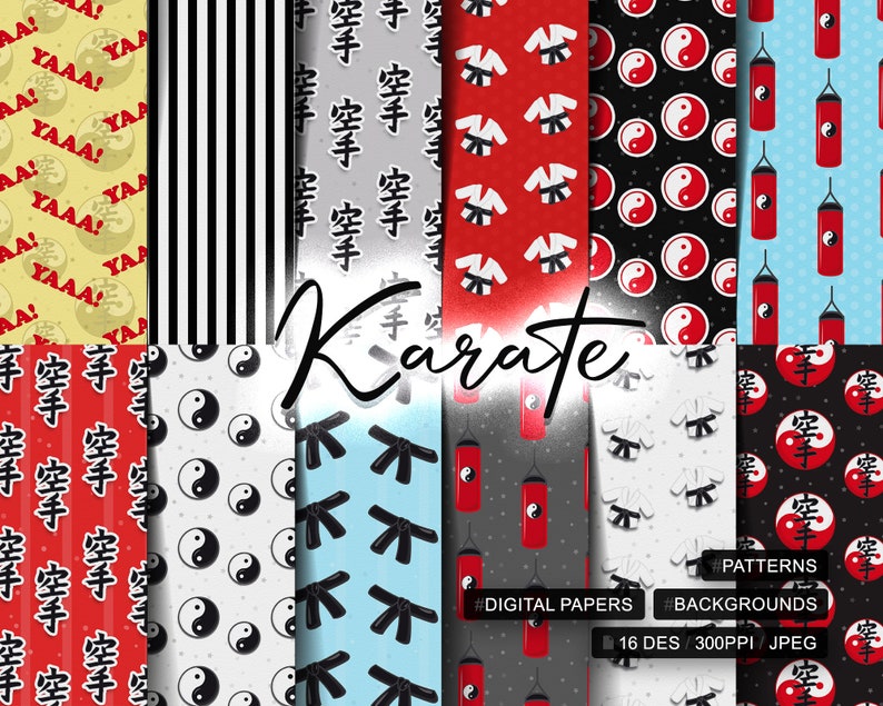16 Karate Digital Papers Karate Patterns - Etsy