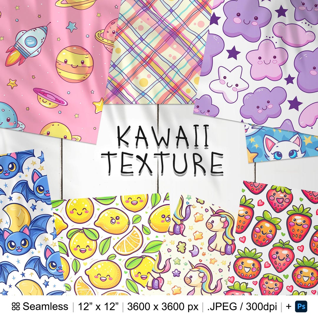 108 Kawaii Seamless Pattern Background | Cute Digital Seamless Pattern ...