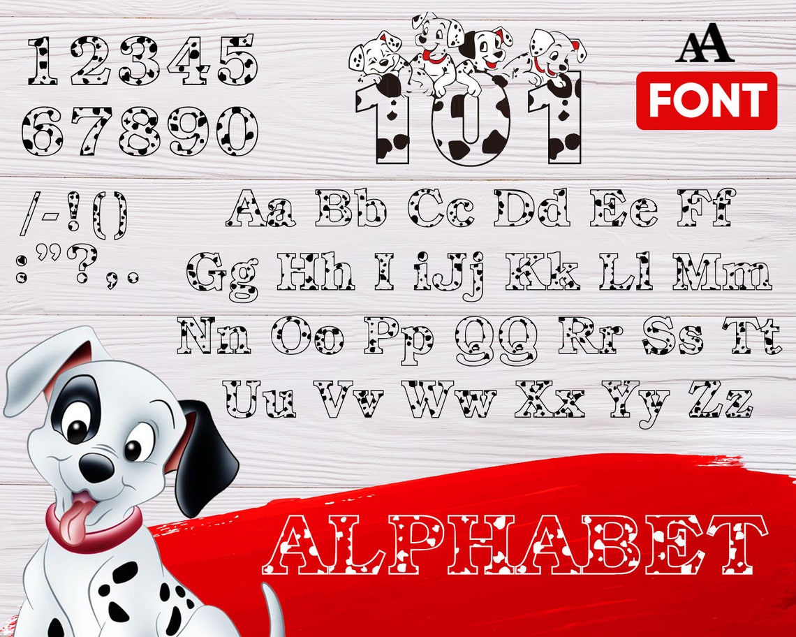 101 dalmatians font svg dalmatians alphabet dalmatians | Etsy