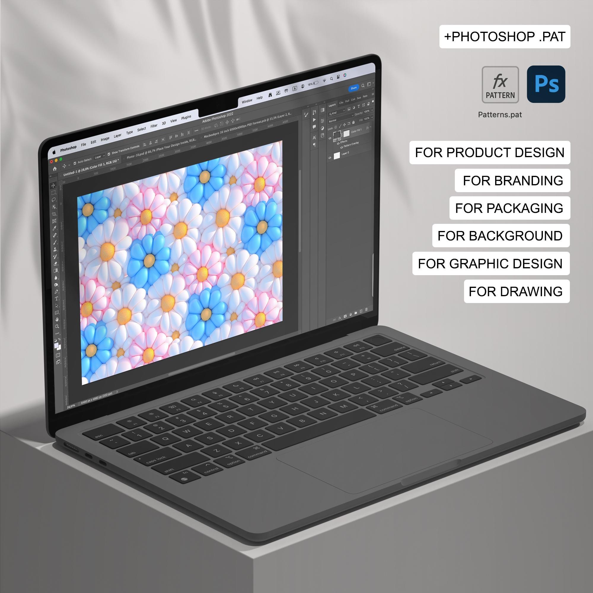 20 Inflated Flowers Pattern | Digital Seamless Pattern Inflated Puffy ...