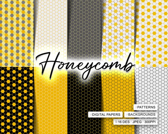 16 Yellow Honeycomb Digital Papers Yellow Honeycomb Patterns - Etsy UK